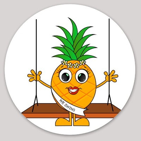 Sticker - We Swing Female Pineapple Swinger on Swing - Tell the World ...