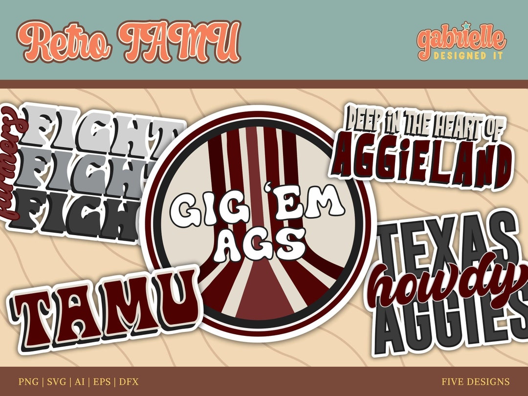 Retro TAMU | 5 Designs Pack | Png, Svg, Ai, Eps & Dfx | Digital ...