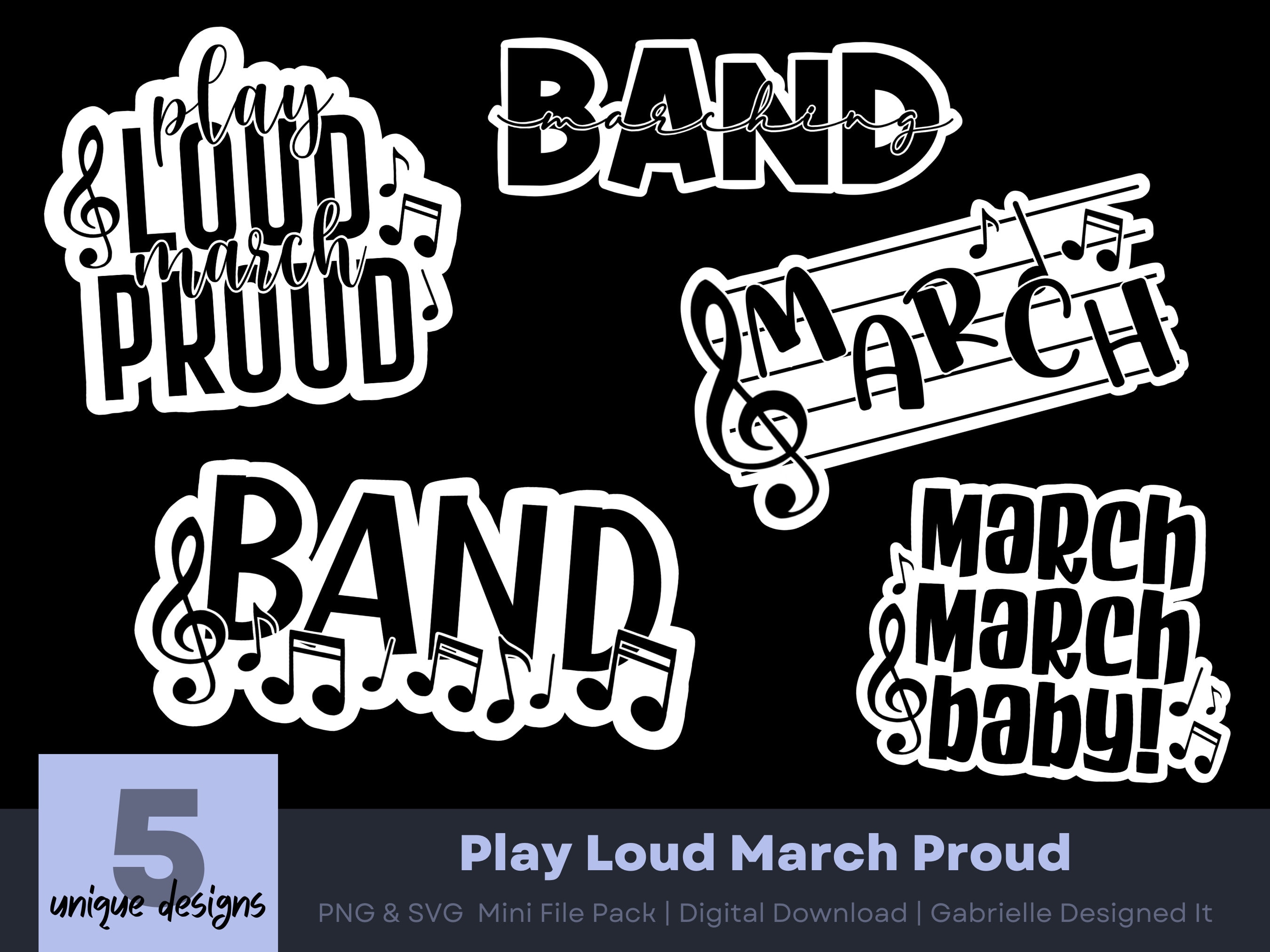 Play Loud March Proud PNG & SVG Mini File Pack Digital Download ...