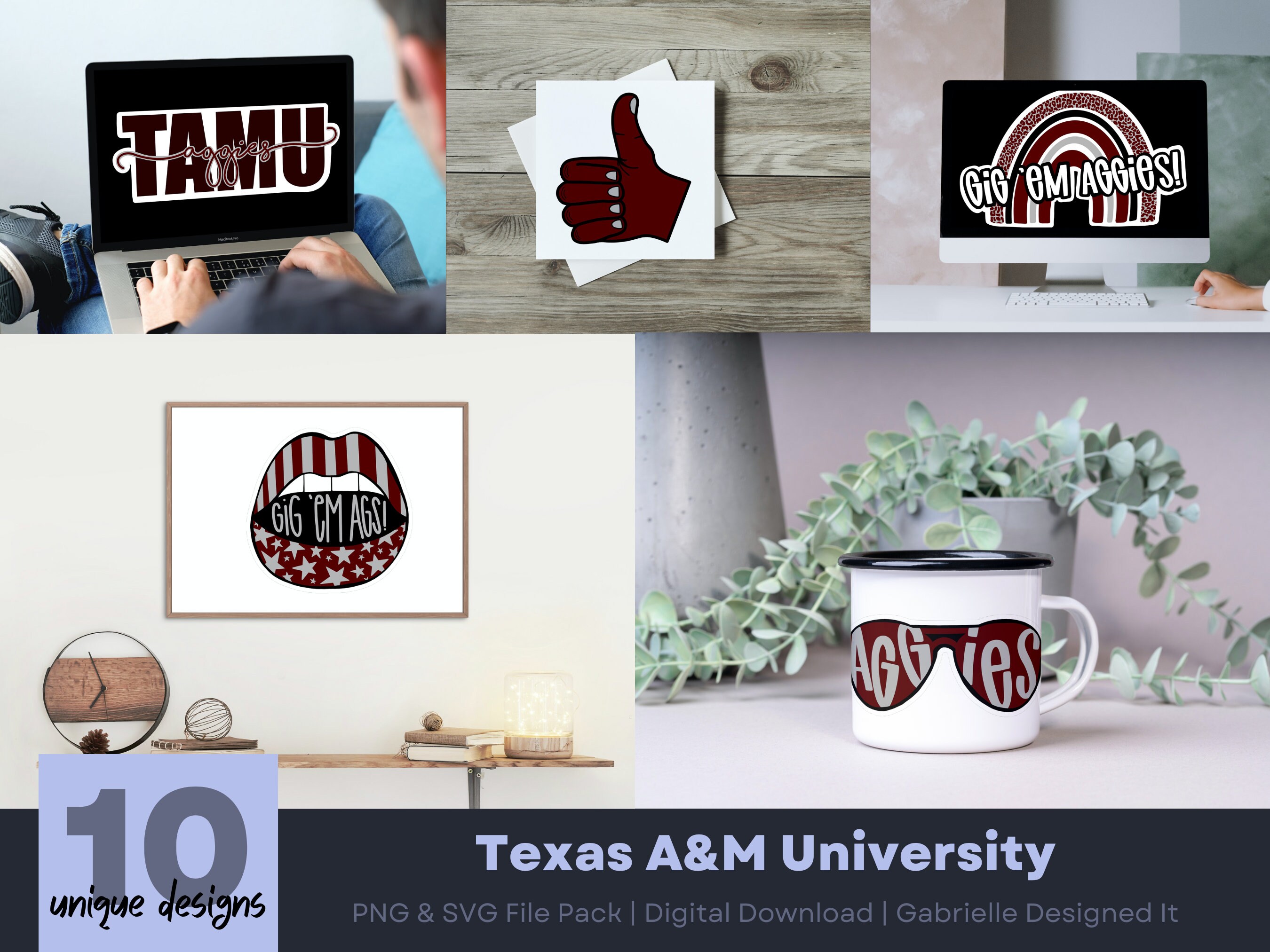 TAMU PNG & SVG File Pack Digital Download Gabrielle - Etsy