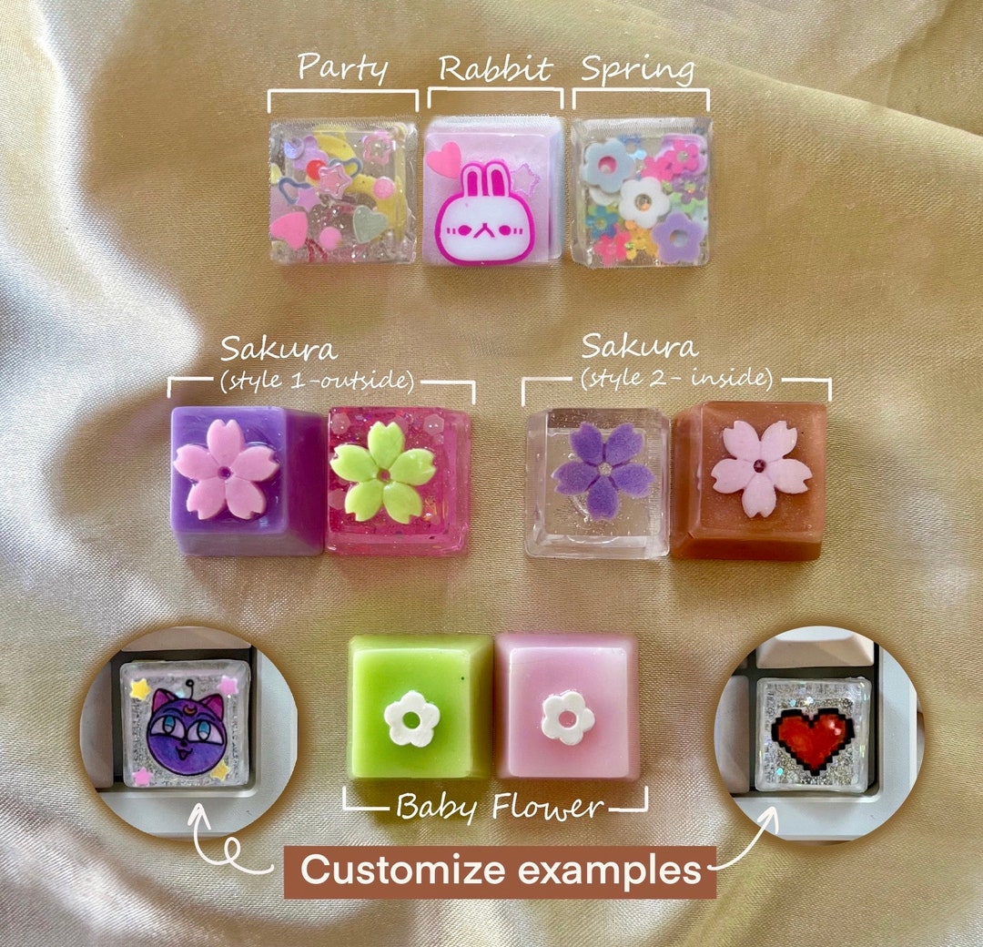 Handmade Sakura Artisan Keycap, Cherry Blossom Keycaps, Keyboard ...