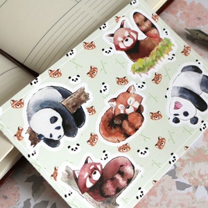 Watercolor Pandas | Sticker Sheets! | Die Cut Vinyl Stickers A6 - Etsy