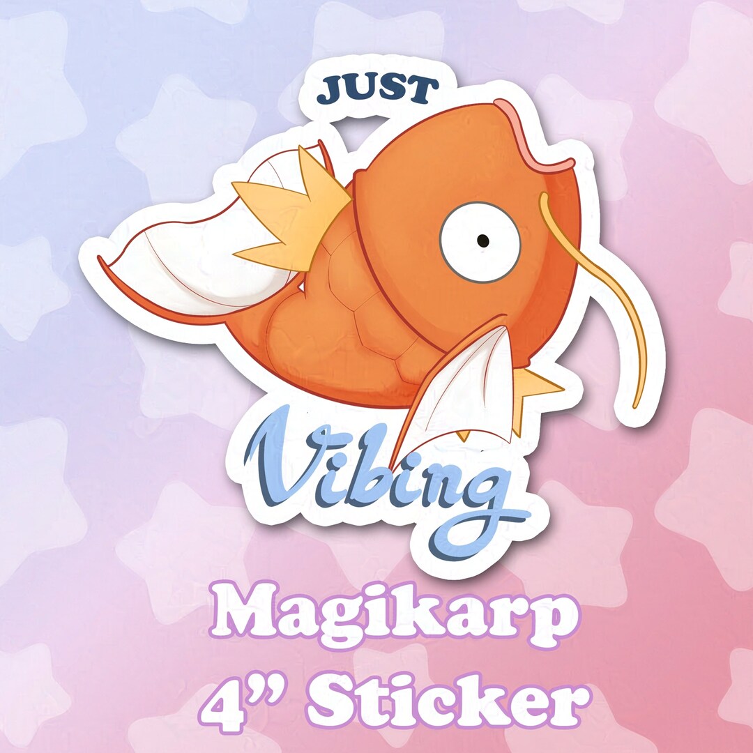 Just Vibing Magikarp Pokemon 4x4 Vinyl Sticker - Etsy