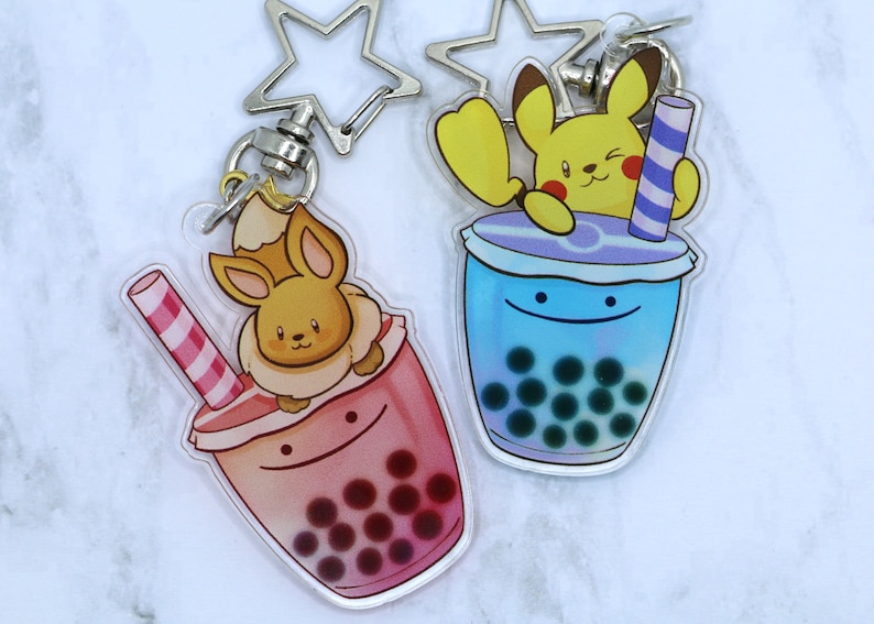 Pikachu and Eevee Boba Tea Charm Pokemon Charm 2 - Etsy