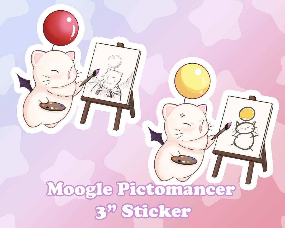 Pictomancer Moogle, Kupopo | FFXIV Moogle Sticker| 3" Vinyl Sticker| - Etsy