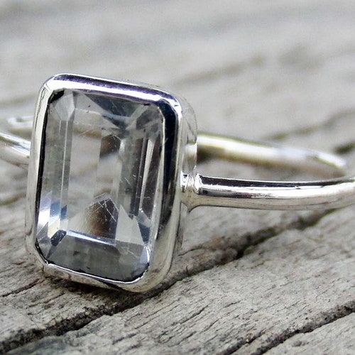 Rock Crystal Gemstone Ring Sterling Silver Ring 68 Mm | Etsy