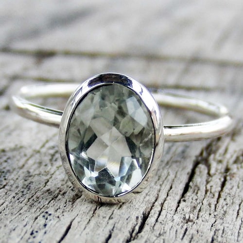 Green Amethyst Ring 925 Sterling Silver Ring 6x8 Mm Oval - Etsy