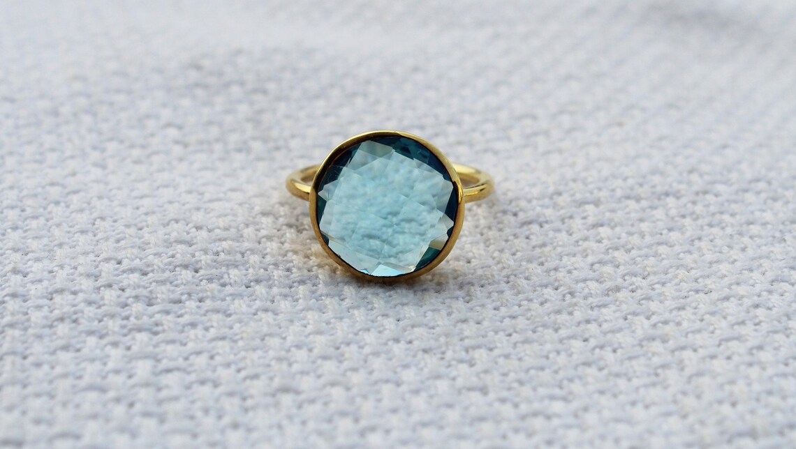Aqua Marine Quartz Ring Sterling Silver Ring Handmade Ring | Etsy