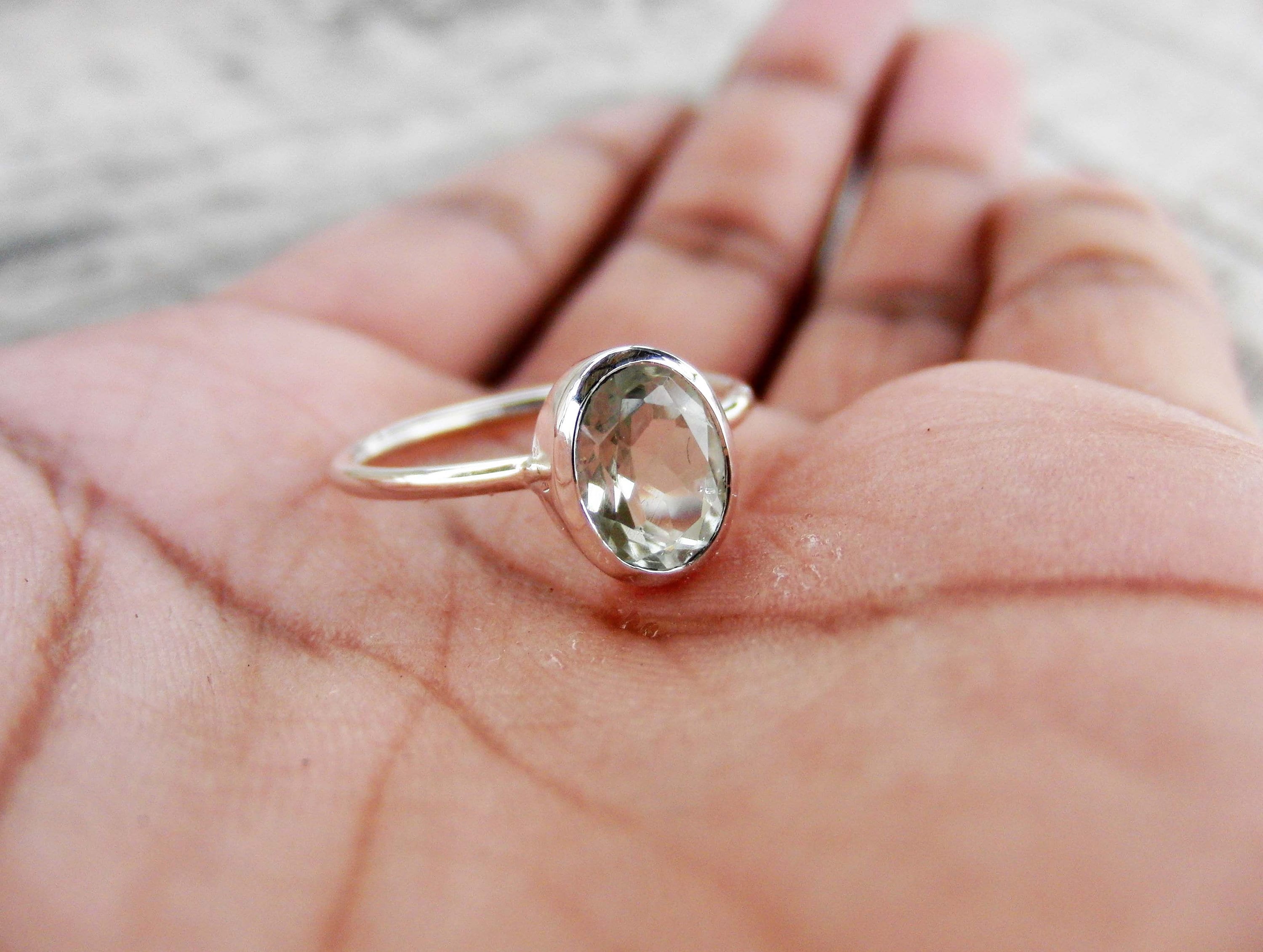 Green Amethyst Ring 925 Sterling Silver Ring 6x8 Mm Oval - Etsy