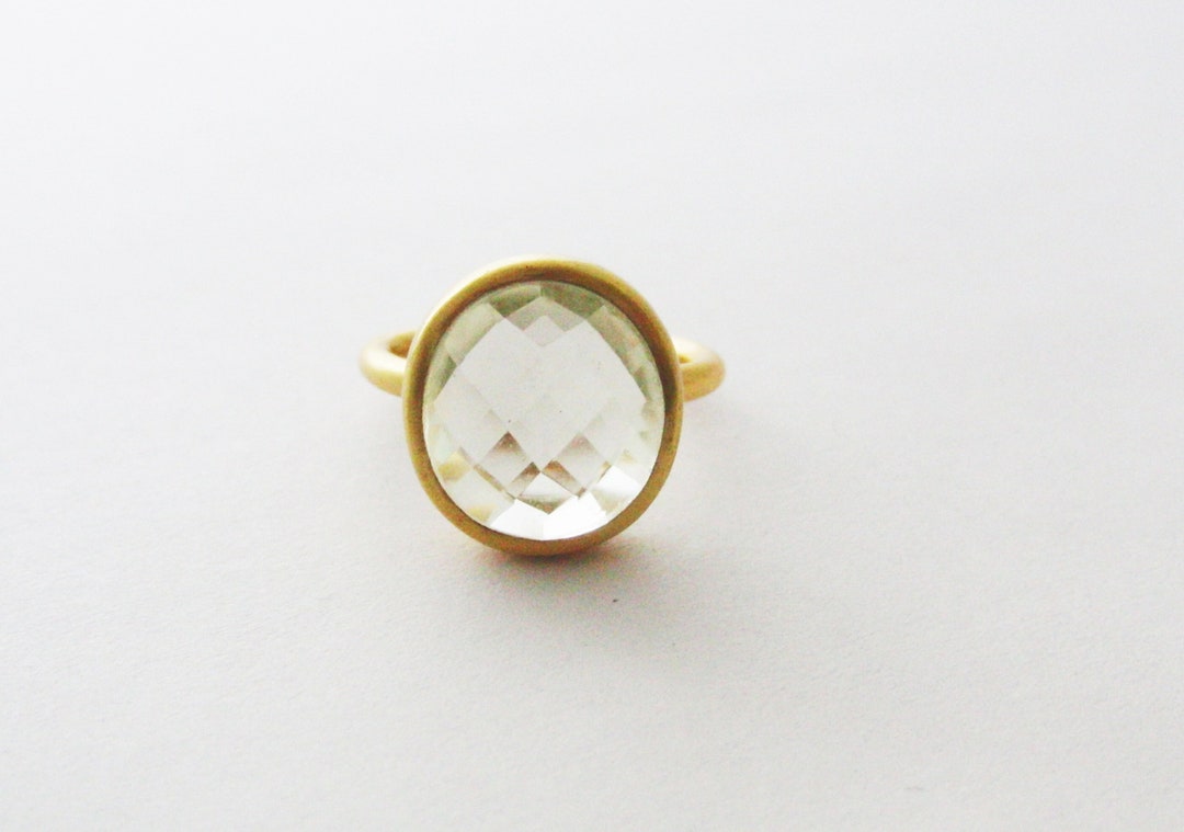 Rock Crystal Ring 925 Sterling Silver Ring 12x14 Mm Oval Gemstone Ring ...