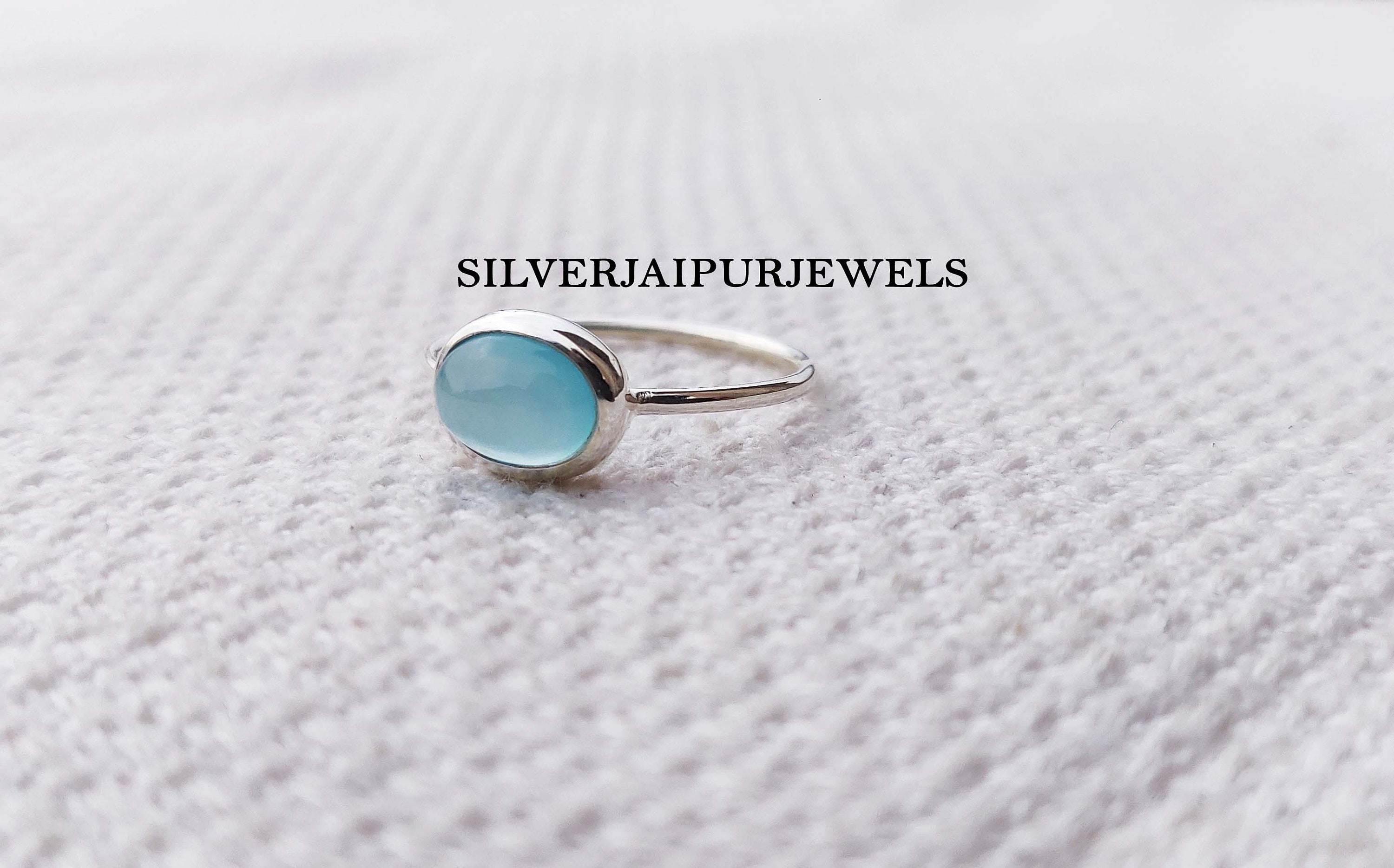Blauer Chalcedon Ring Sterling Silber Statement Ring - Etsy.de