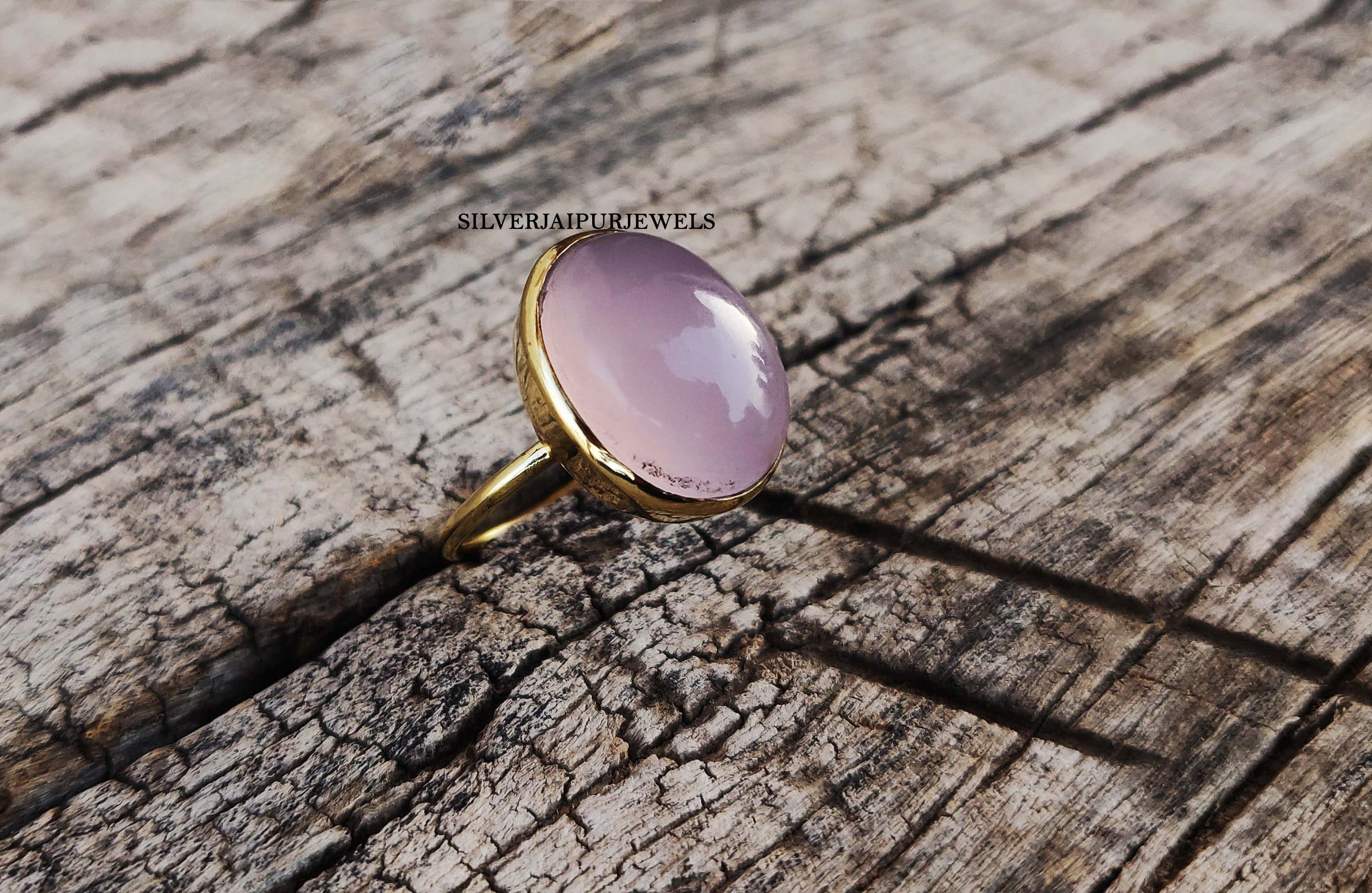 Pink Chalcedony Ring Sterling Silver Ring 12x16 mm Oval | Etsy