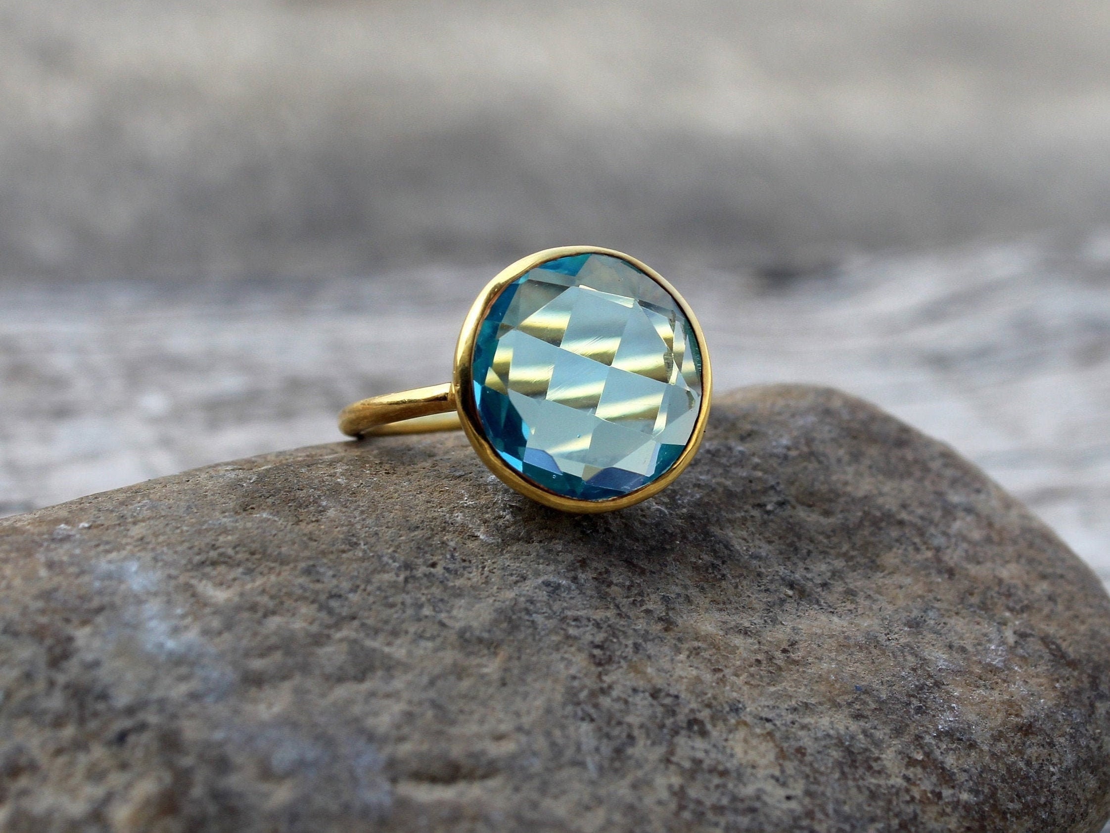 Aqua Marine Quartz Ring Sterling Silver Ring Handmade Ring | Etsy