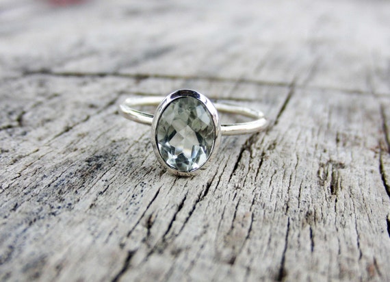 Green Amethyst Ring 925 Sterling Silver Ring 6x8 Mm Oval - Etsy