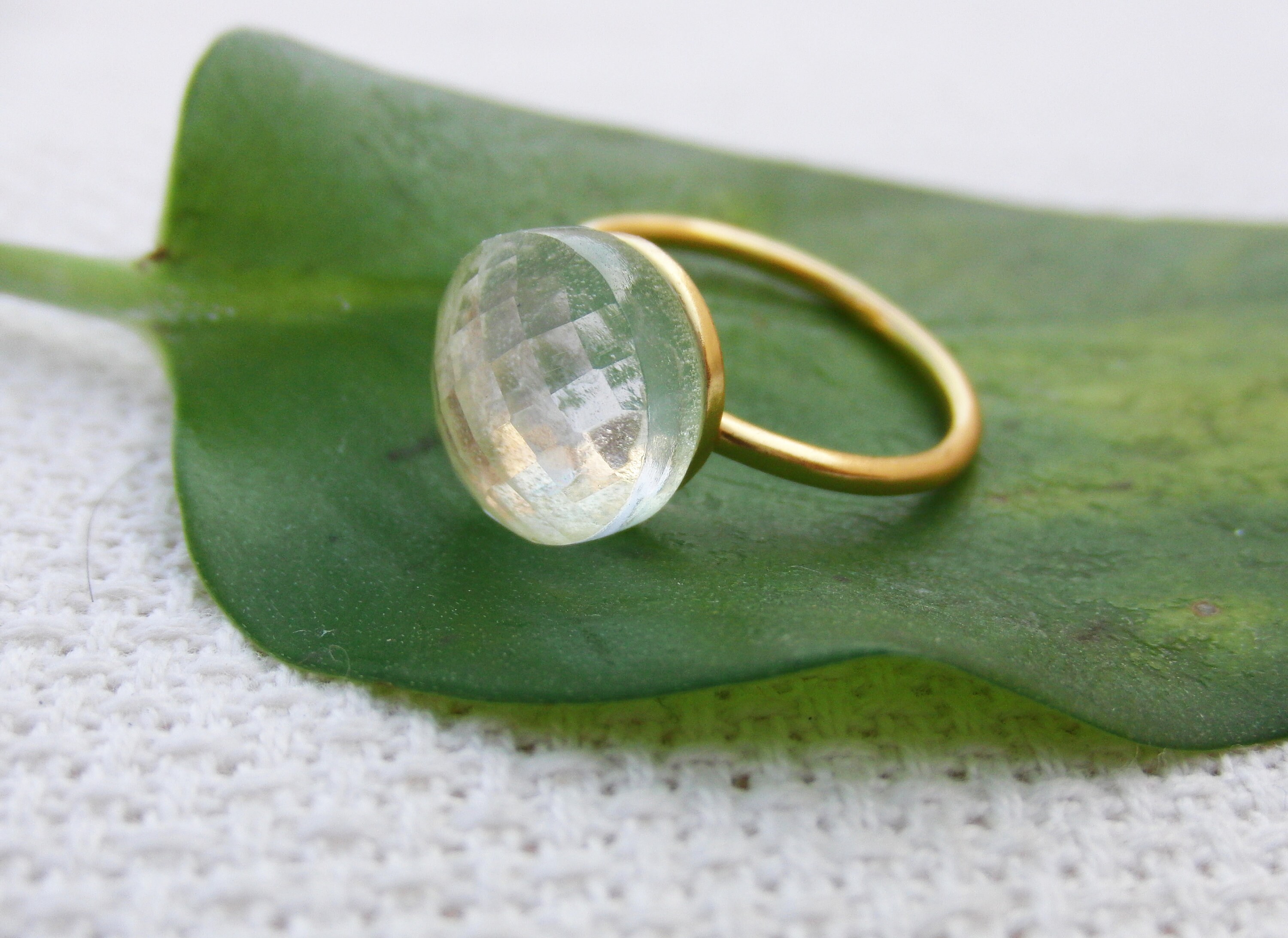 Rock Crystal Ring Sterling Silver Ring Round Natural | Etsy