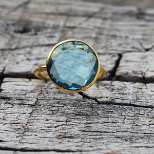 Aqua Marine Quartz Ring - Sterling Silver Ring - Handmade Ring - Ring ...