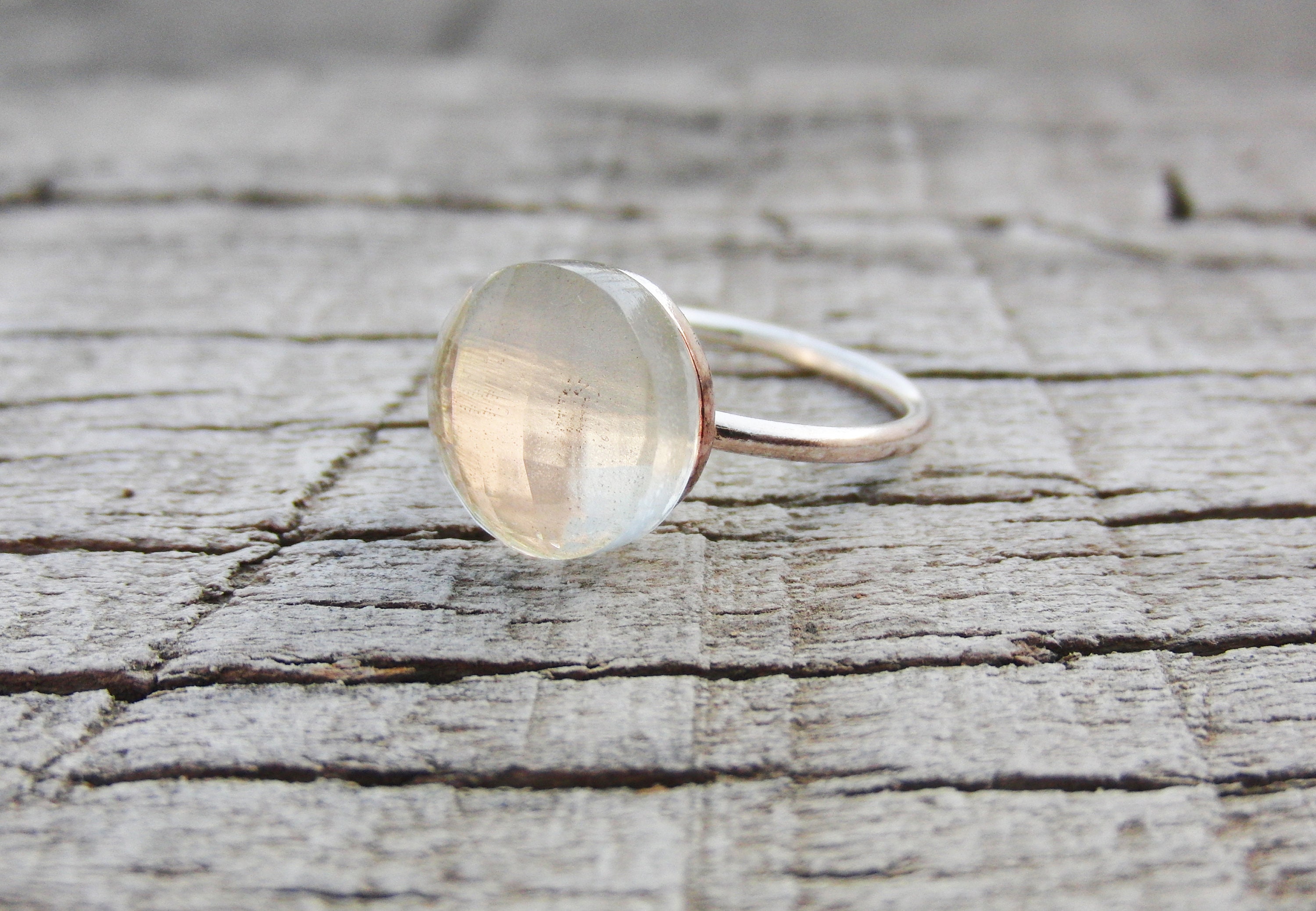 Rock Crystal Ring Sterling Silver Ring Round Natural | Etsy