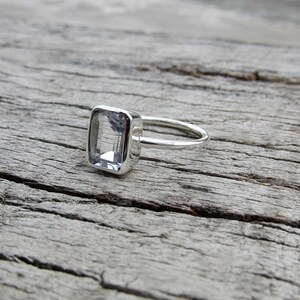 Rock Crystal Gemstone Ring - Sterling Silver Ring - 6*8 Mm Octagon ...