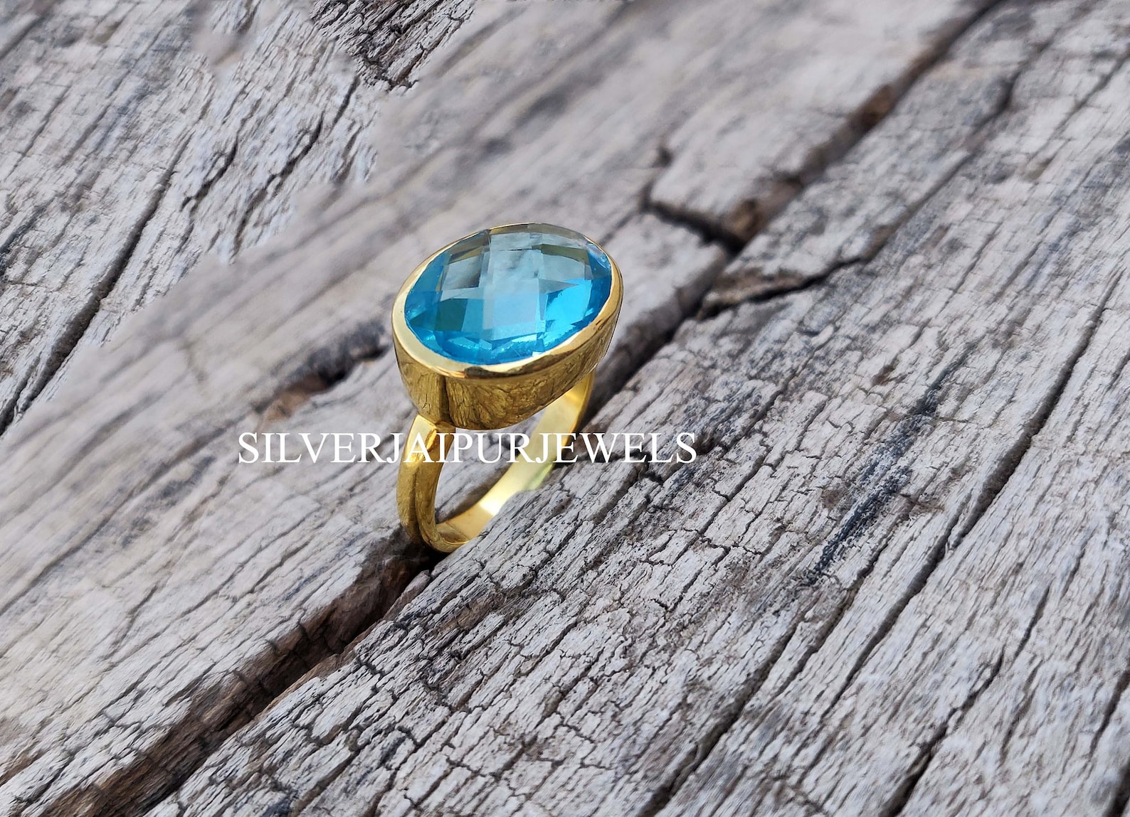 Blue Topaz Quartz Ring Sterling Silver Ring 12x16 Mm Oval | Etsy