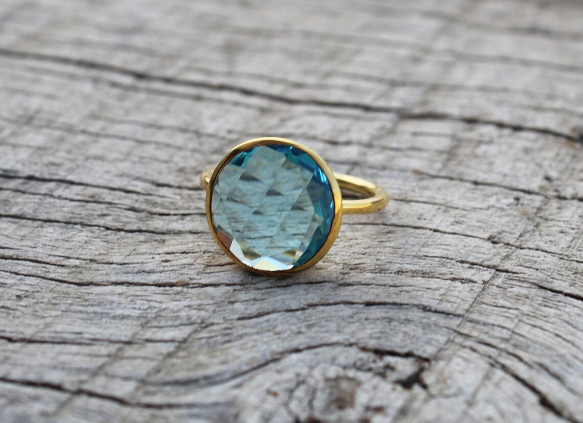 Aqua Marine Quartz Ring Sterling Silver Ring Handmade Ring | Etsy