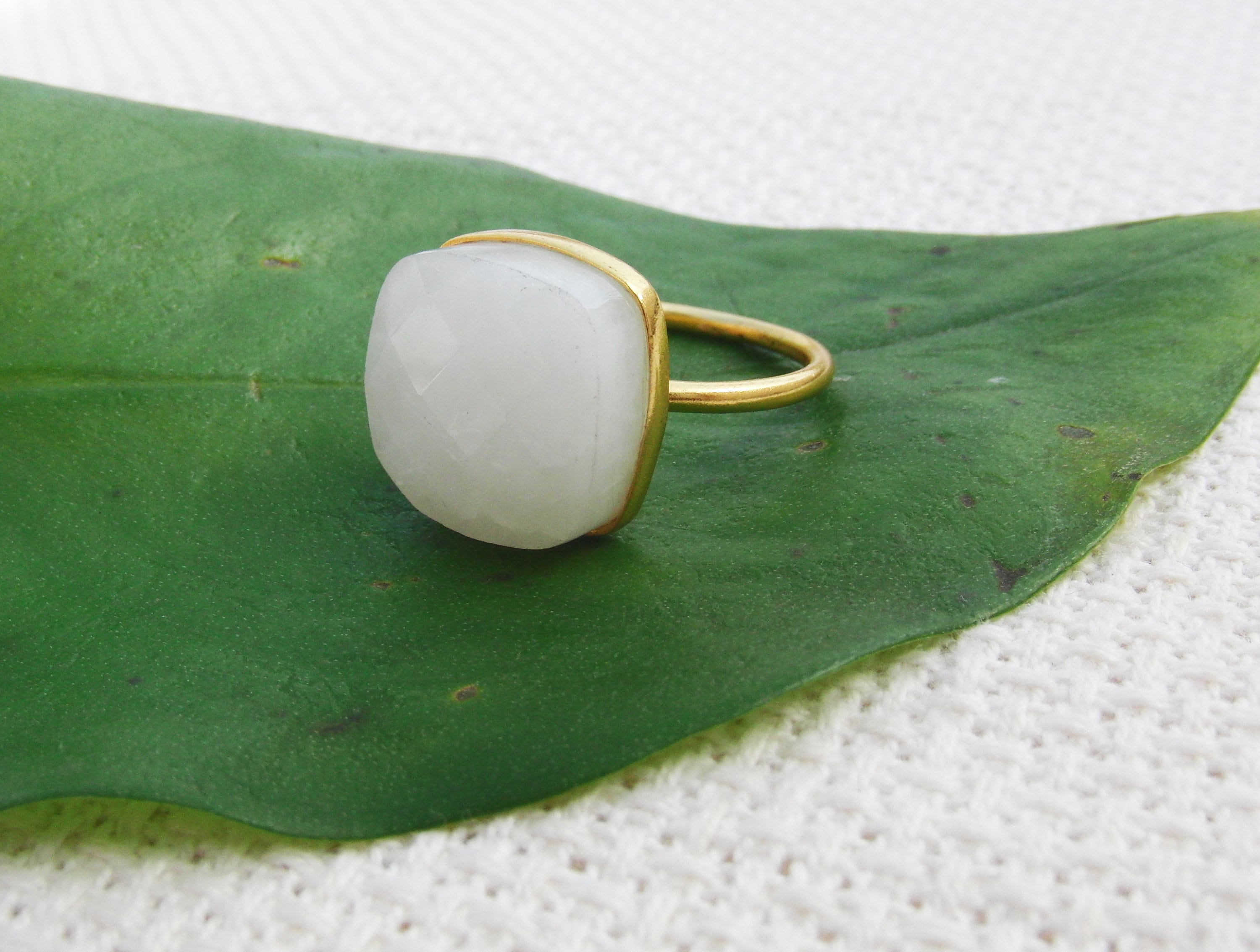 White Agate Ring, 925 Sterling Silver Ring, Ring for Women, Statement ...