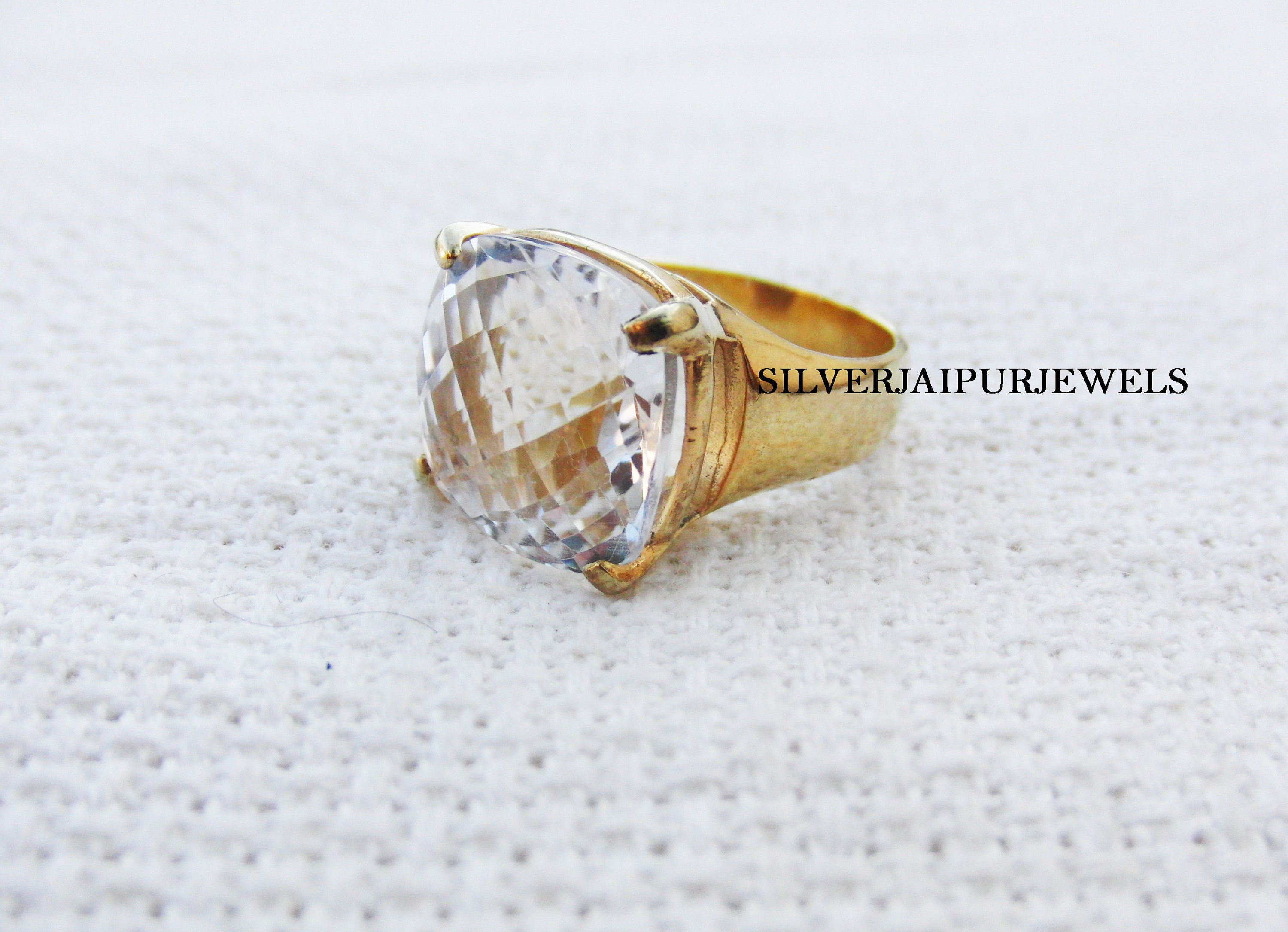 Rock Crystal Ring / Sterling Silver Ring / Statement Ring / - Etsy