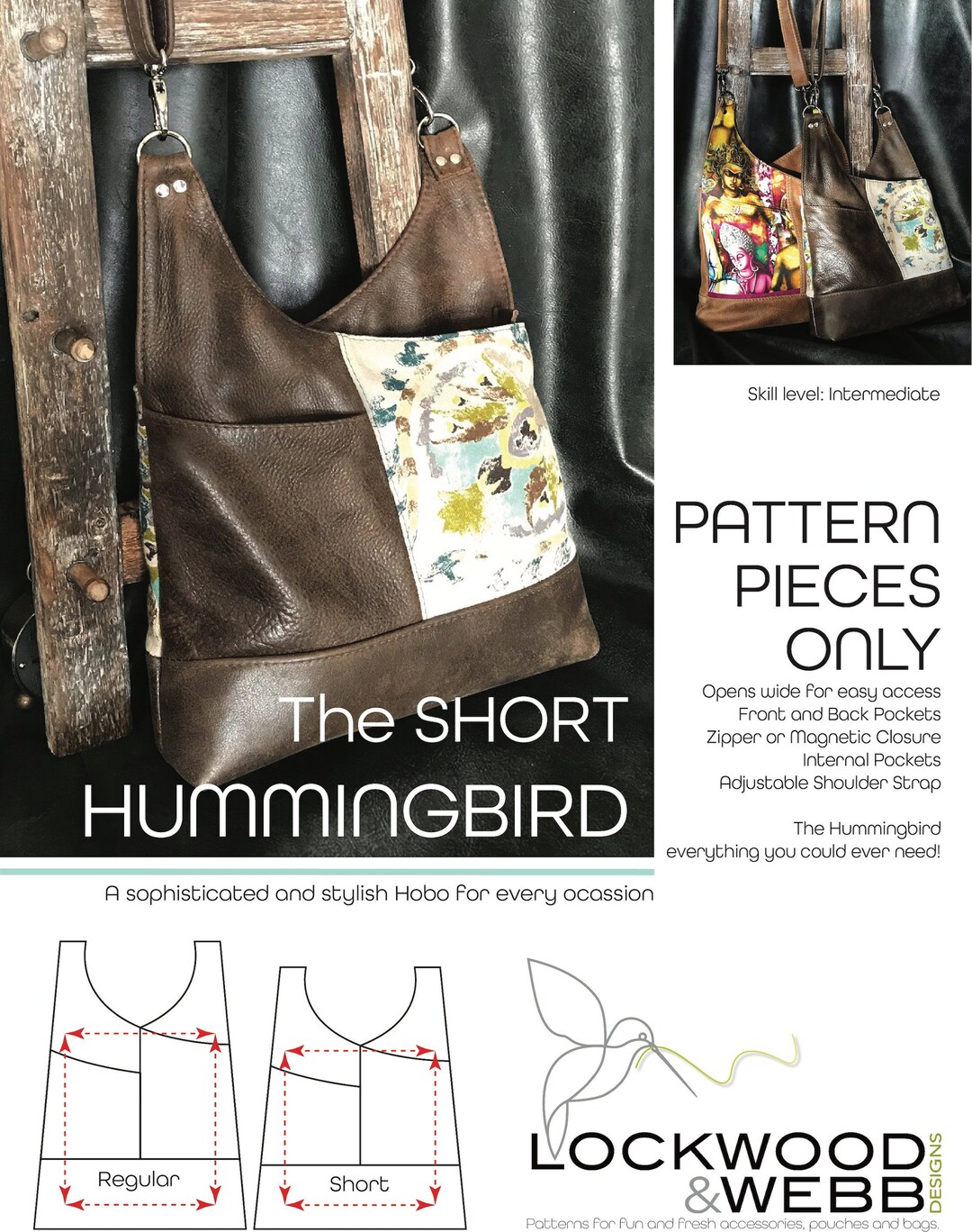 The SHORT Hummingbird Hobo PATTERN PIECES Only - Etsy