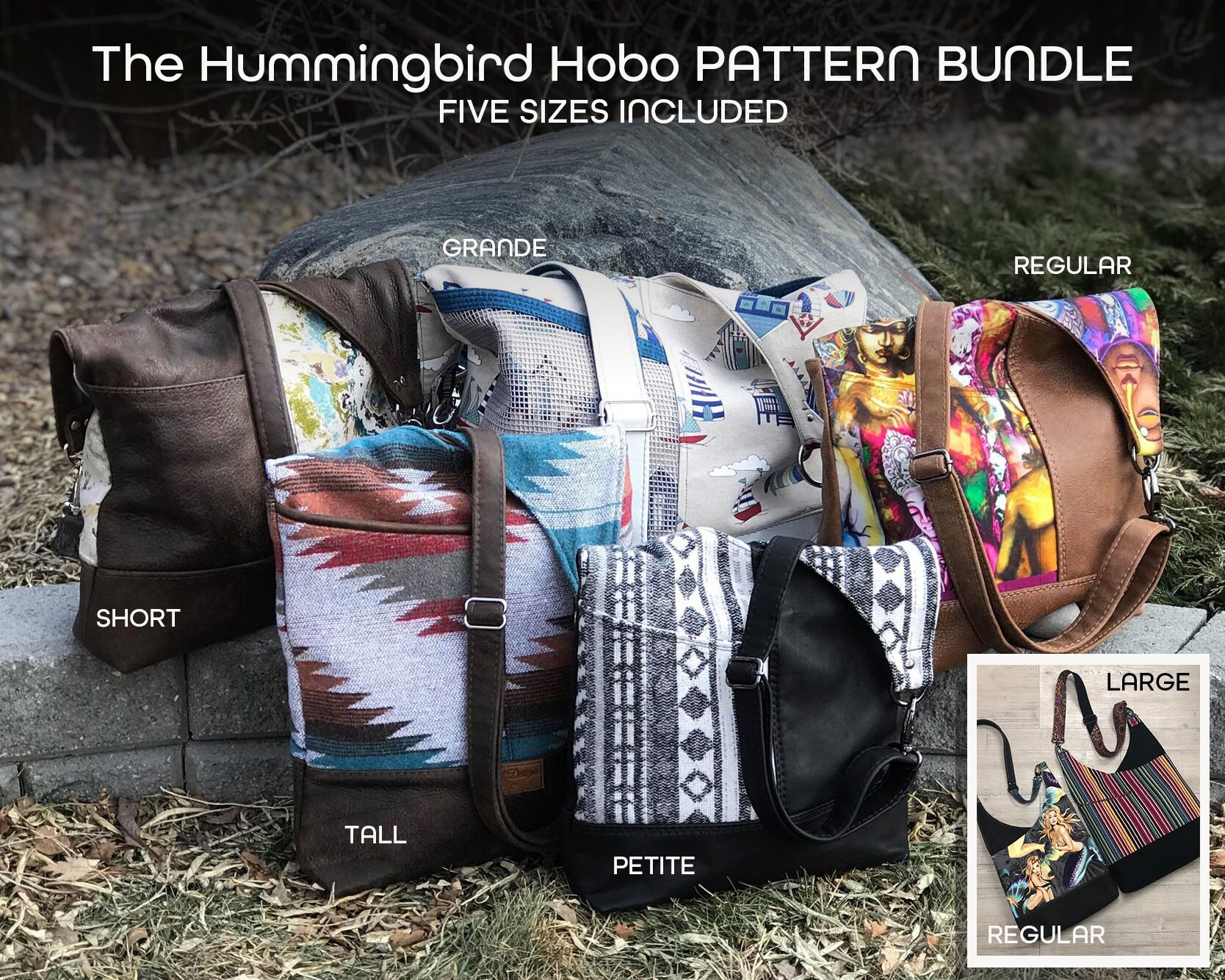 The Hummingbird Hobo PATTERN PIECES BUNDLE 5 Additional Sizes - Etsy