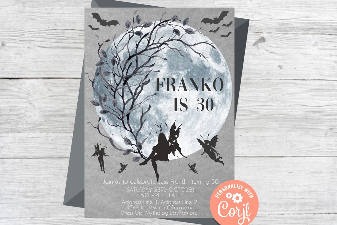 EDITABLE. Gothic Fairy Themed Invitations. Dark Fairy. Halloween. Full ...