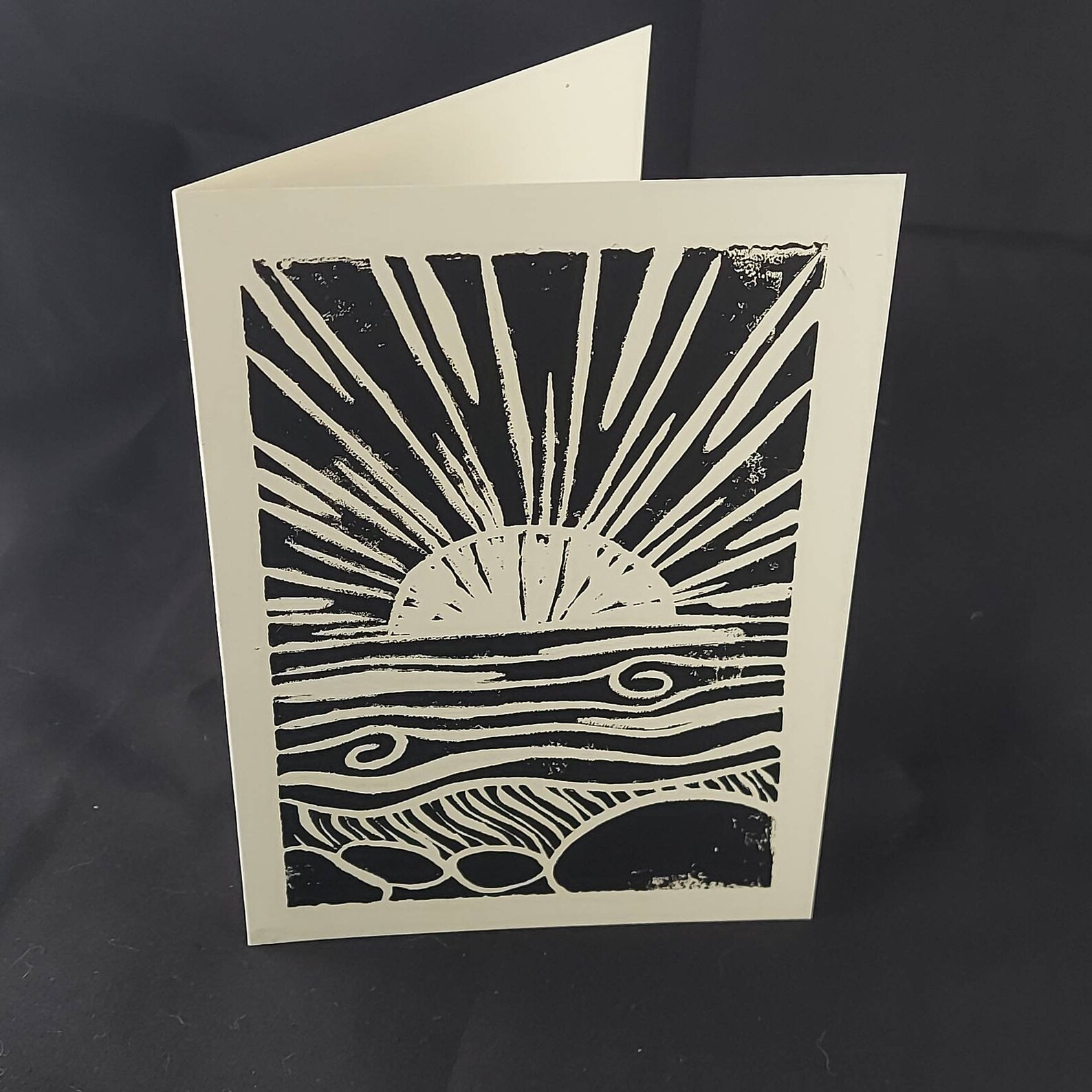 5 Hand Linocut Blockprint Note Cards: Seaside Sun - Etsy