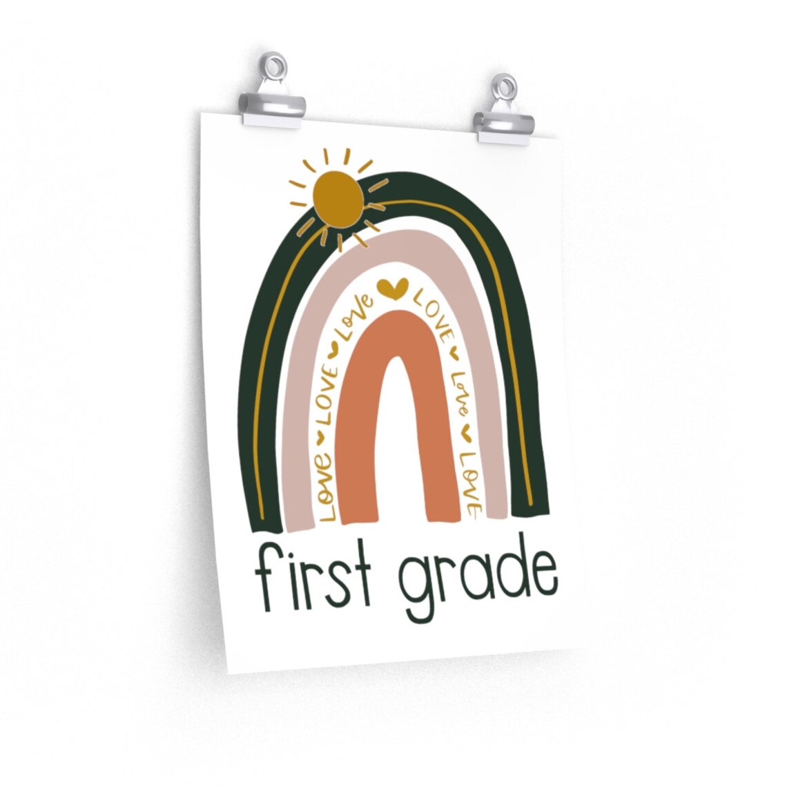 Neutral Rainbow Poster First Grade Wall Art Print 1st Grade | Etsy