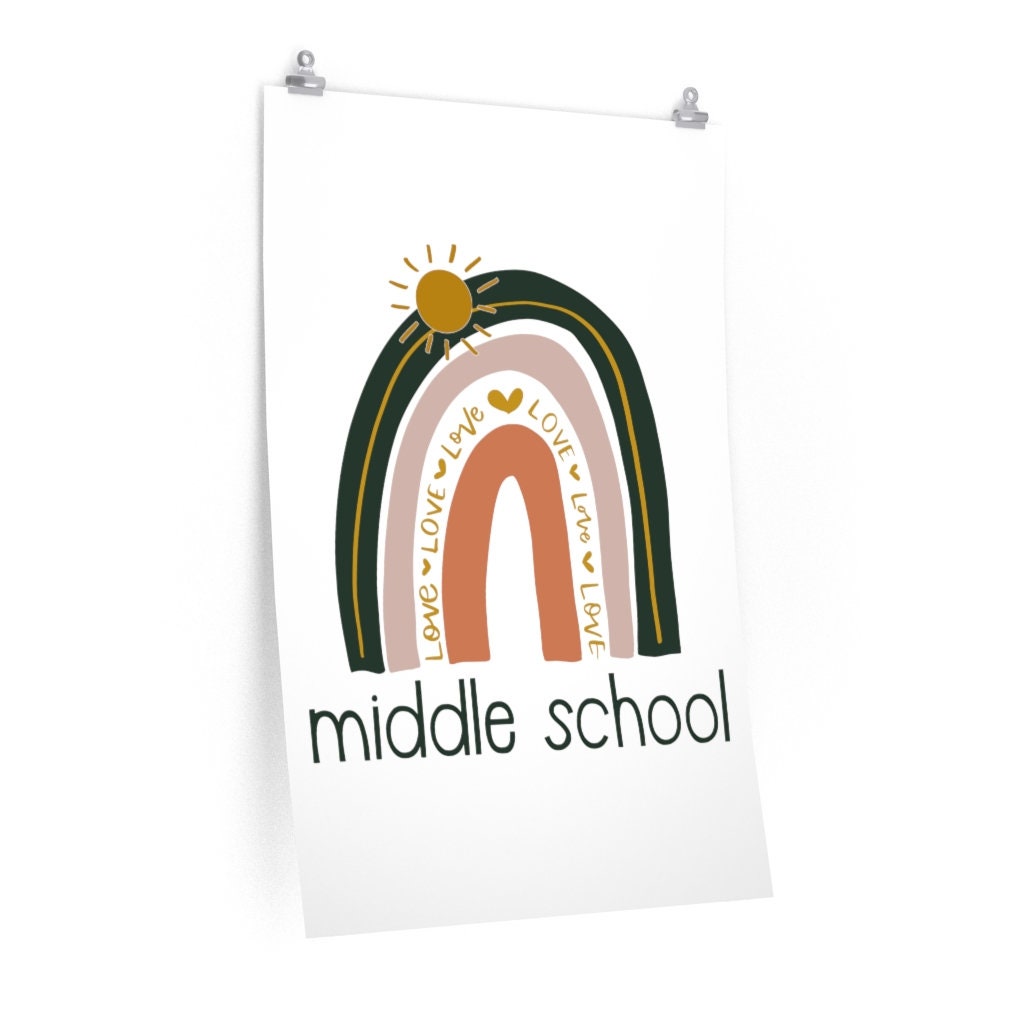 Neutral Rainbow Poster Middle School Wall Art Print Middle - Etsy