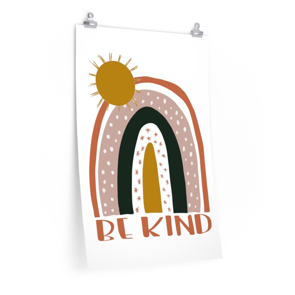 Be Kind Rainbow Poster Be Kind Wall Print for Child's | Etsy