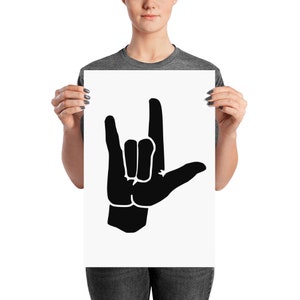 I Love You Sign Poster, Sign Language I Love You Sign Wall Art Print ...