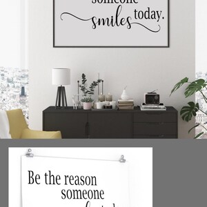 Be the Reason Someone Smiles Today Poster, Be Kind Poster Wall Print ...