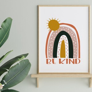 Be Kind Rainbow Poster, Be Kind Wall Print for Child's Bedroom ...