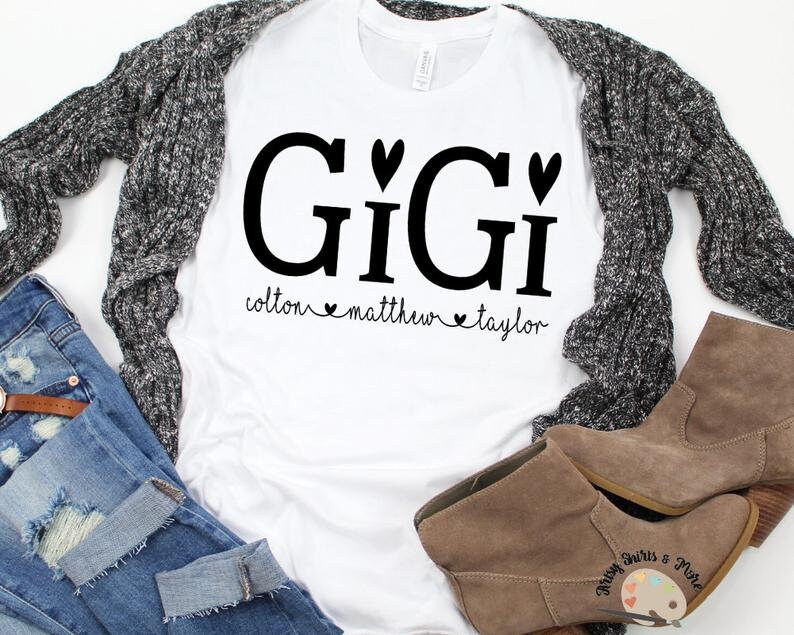 Gigi Shirt With Grandkid's Names, Custom Gigi Shirt, Gift for Gigi ...