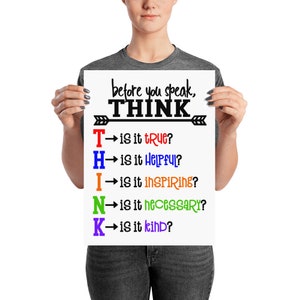 Think Acronym Poster Print Before You Speak, THINK is It True...poster ...