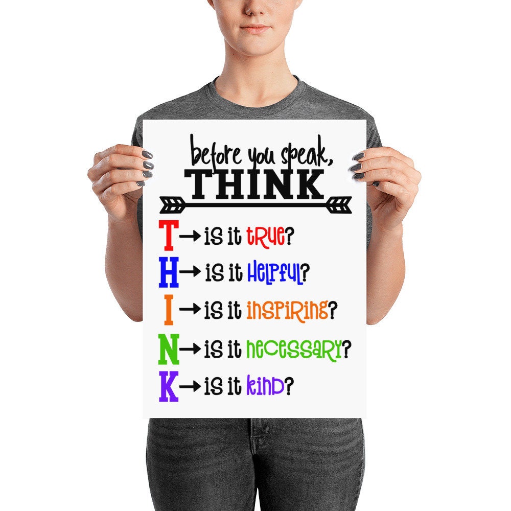 Think Acronym Poster Print Before You Speak THINK is It - Etsy Ireland