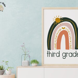 Neutral Rainbow Poster Third Grade Wall Art Print 3rd Grade - Etsy