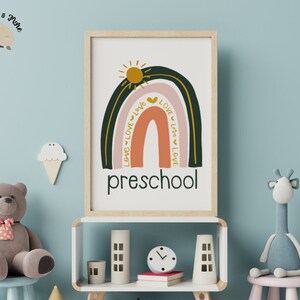 Neutral Rainbow Poster, Preschool Wall Art Print Poster, Classroom Art ...