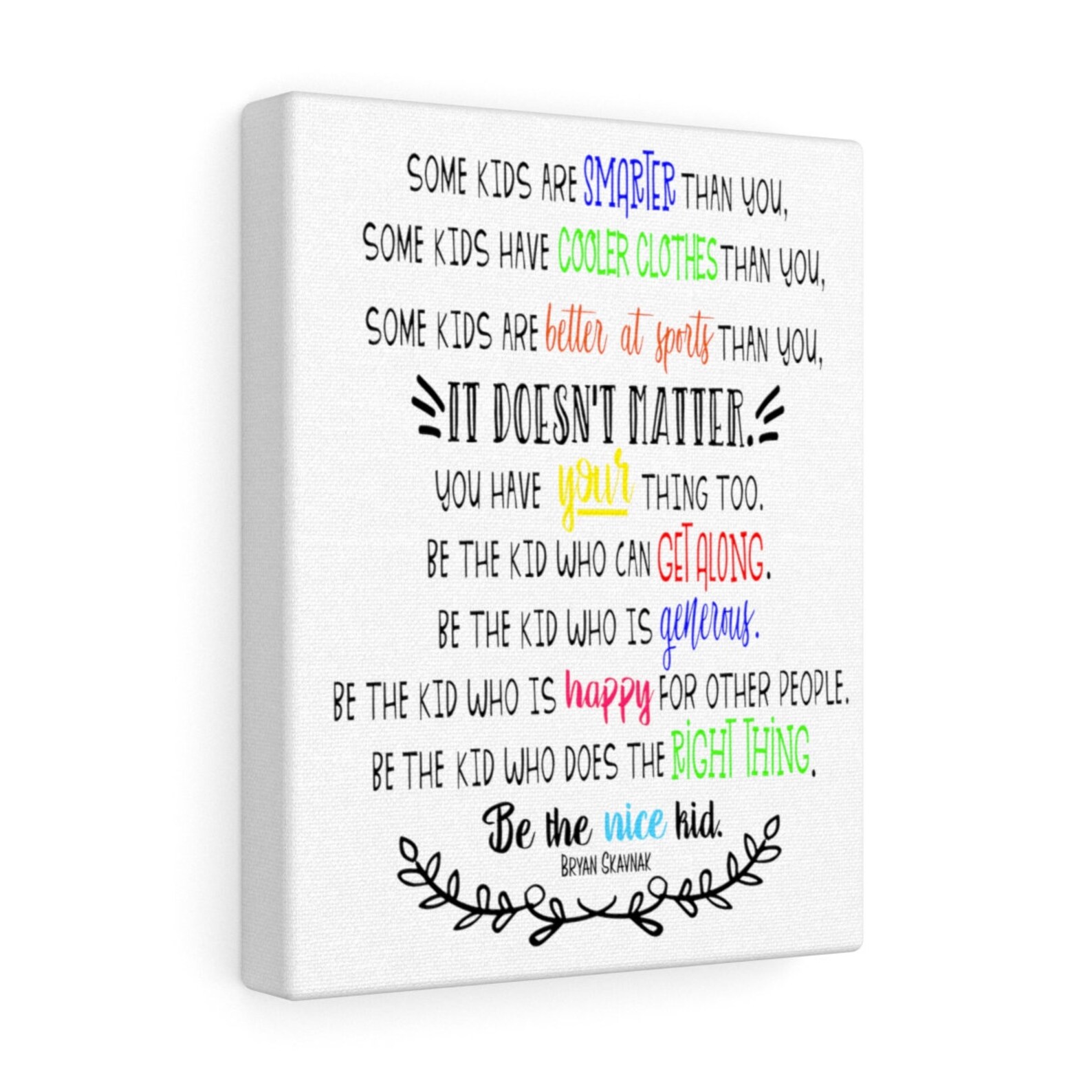 Be the Nice Kid Wall Art CANVAS Poster Classroom Canvas Nice - Etsy