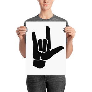 I Love You Sign Poster, Sign Language I Love You Sign Wall Art Print ...