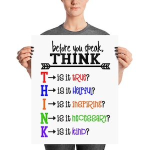 Think Acronym Poster Print Before You Speak, THINK is It True...poster ...