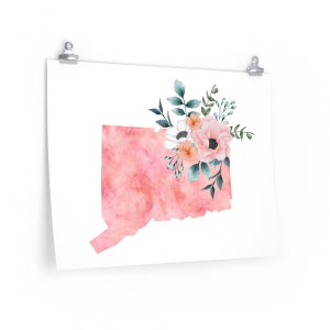 Connecticut Premium Matte Poster, State of Connecticut Watercolor ...