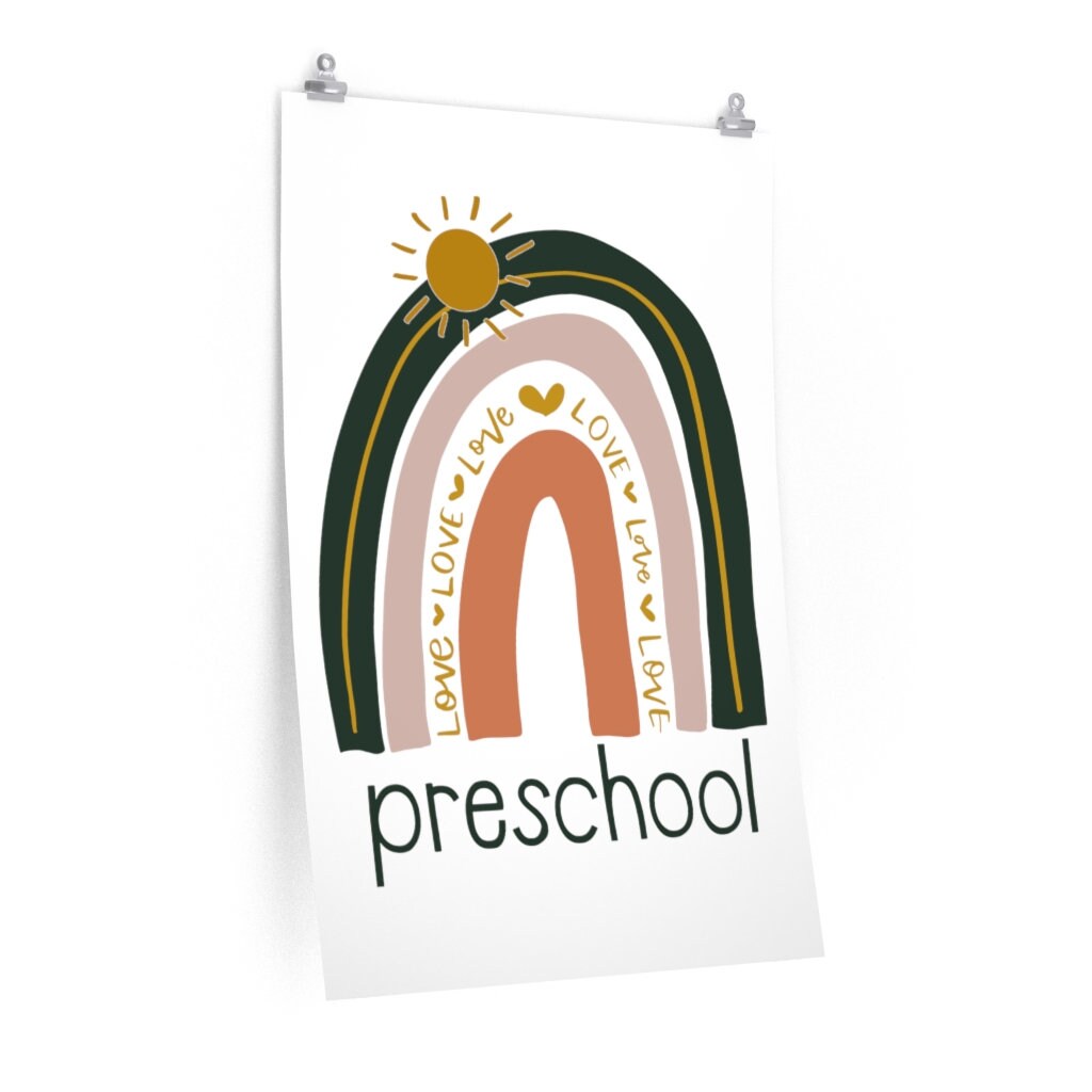 Neutral rainbow Poster Preschool wall art print poster | Etsy