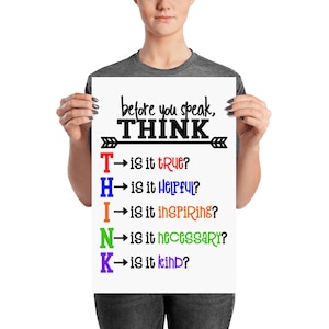 Think Acronym Poster Print Before You Speak, THINK is It True...poster ...