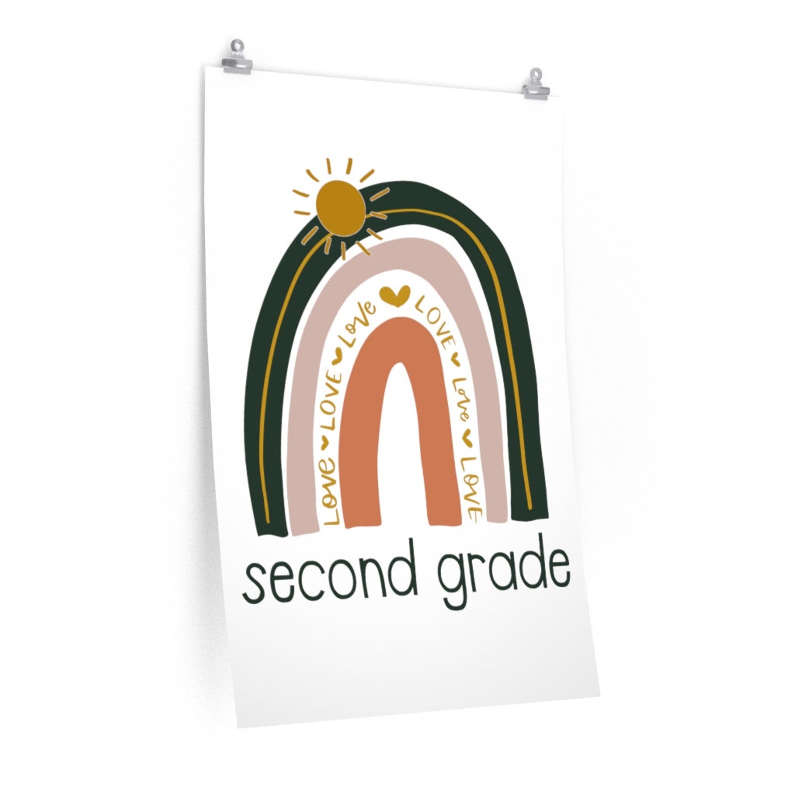 Neutral Rainbow Poster Second Grade Wall Art Print 2nd Grade - Etsy