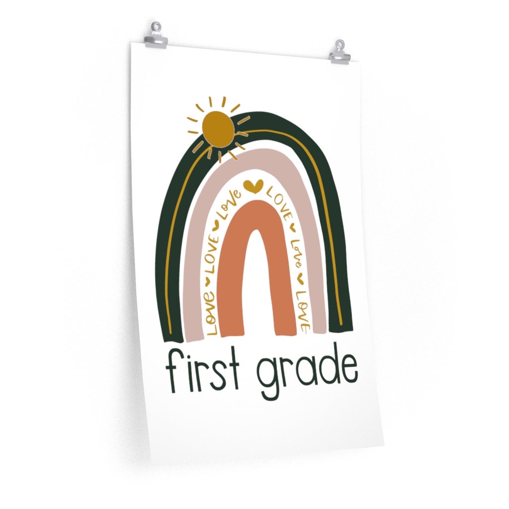 Neutral Rainbow Poster First Grade Wall Art Print 1st Grade | Etsy