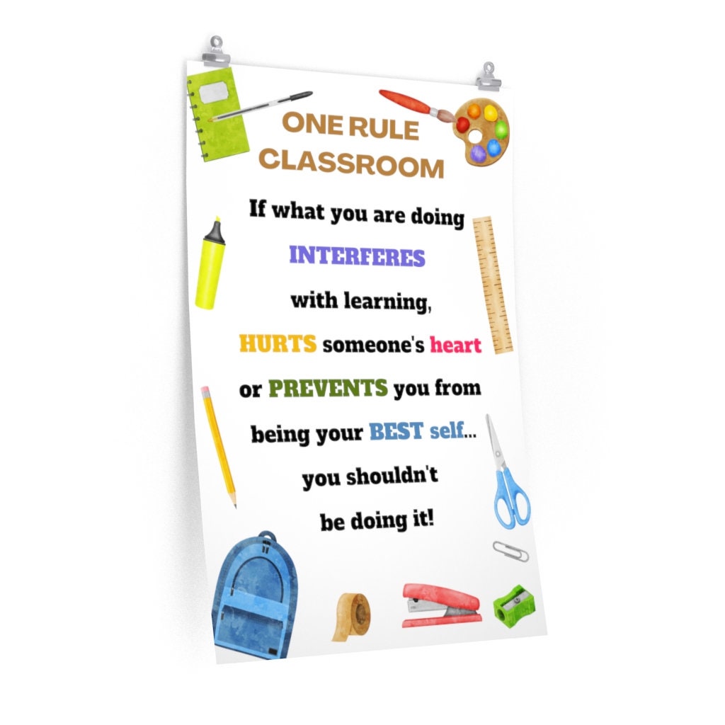 One Rule Classroom POSTER, Back to School Wall Print, Classroom Rules ...